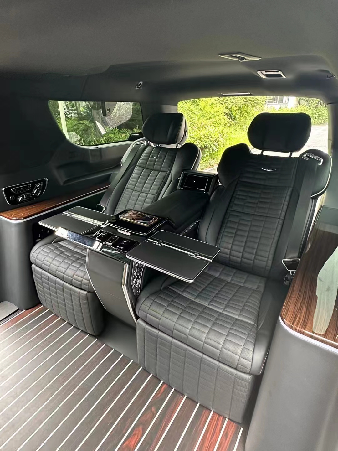 Car rear double seats with folding table touch screen control partition ...